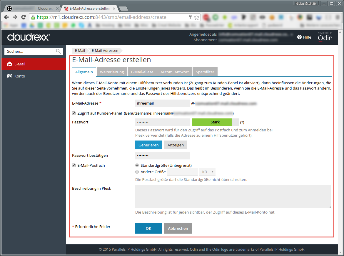 E-Mail Adresse erstellen : Support